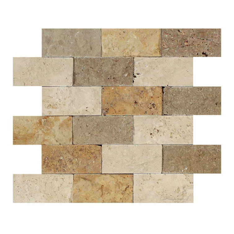 Stone And Tile Shoppe Inc Travertine Brick Joint Mosaic Wall And Floor